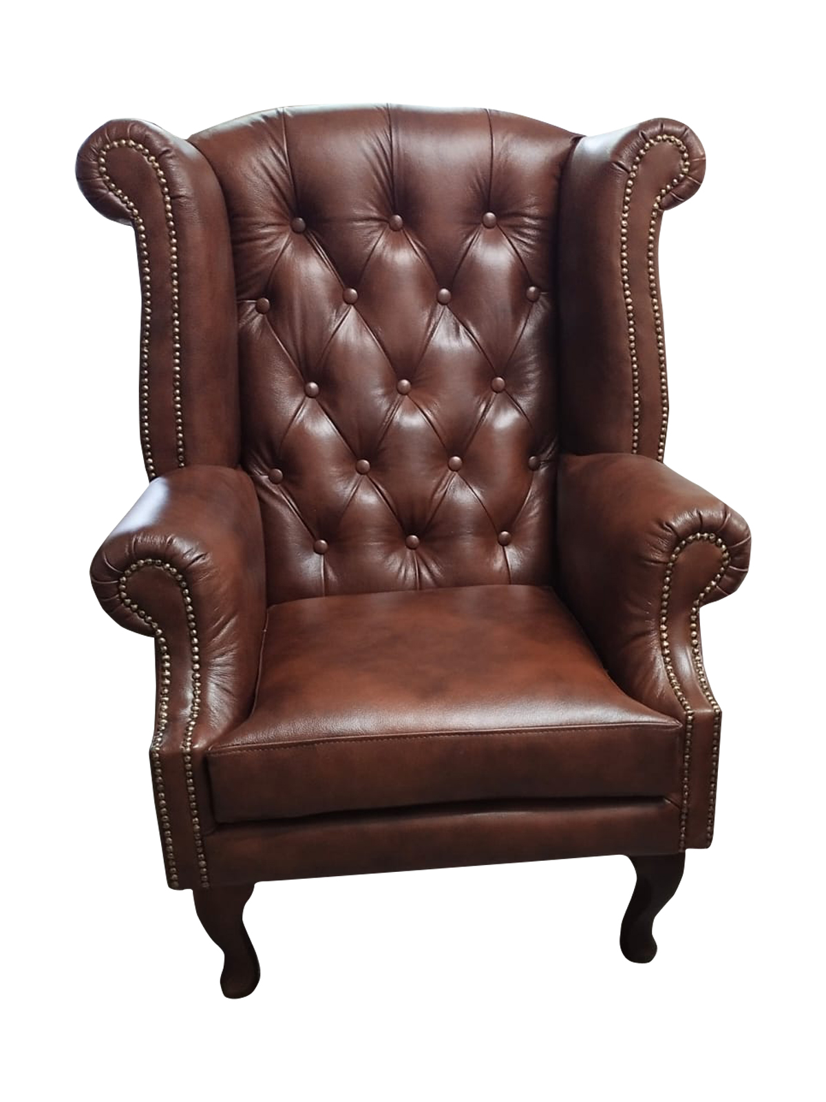 Ohrensessel Braun Leder